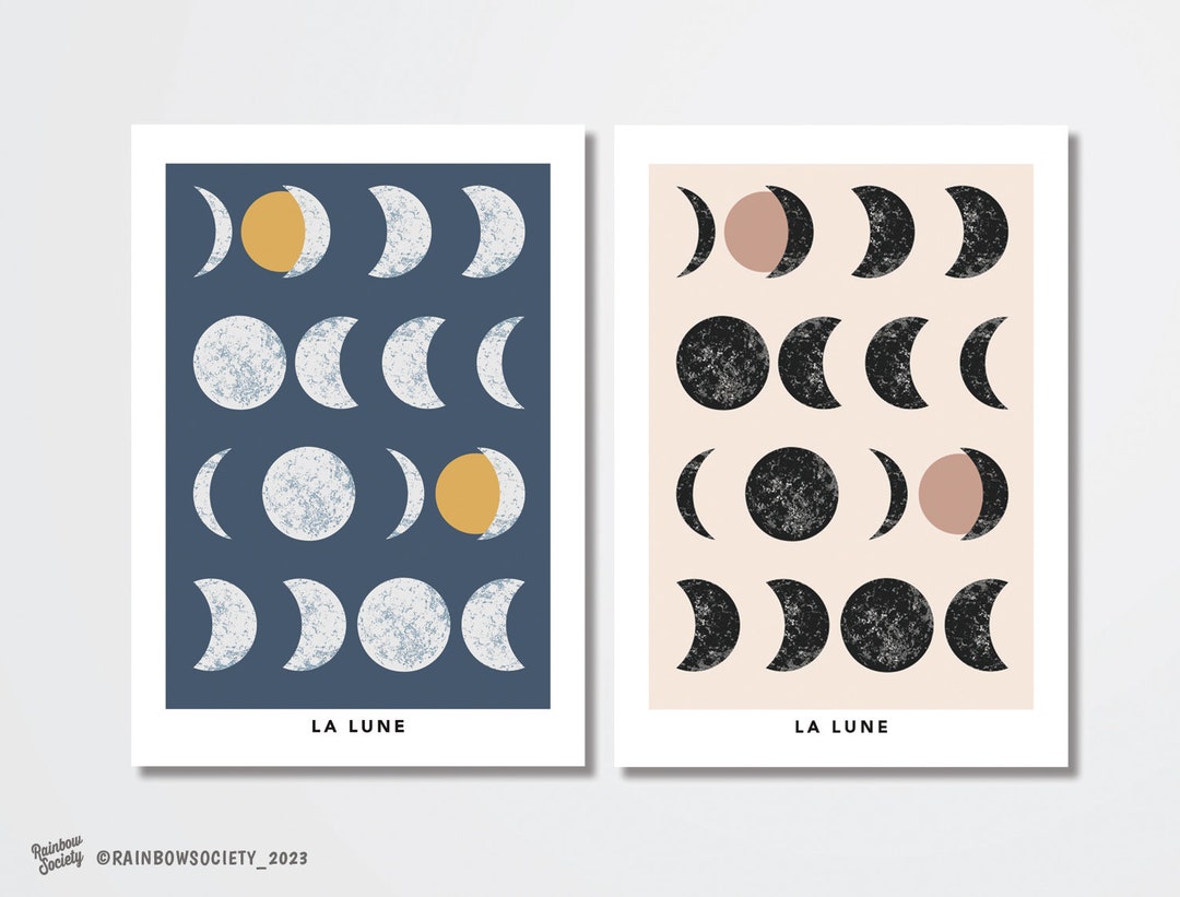 Moon Phases Print - Moon Phase Poster - Moon Poster - La Lune Print ...