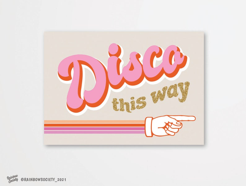 Disco Print Disco Slogan Disco Poster Disco This Way - Etsy