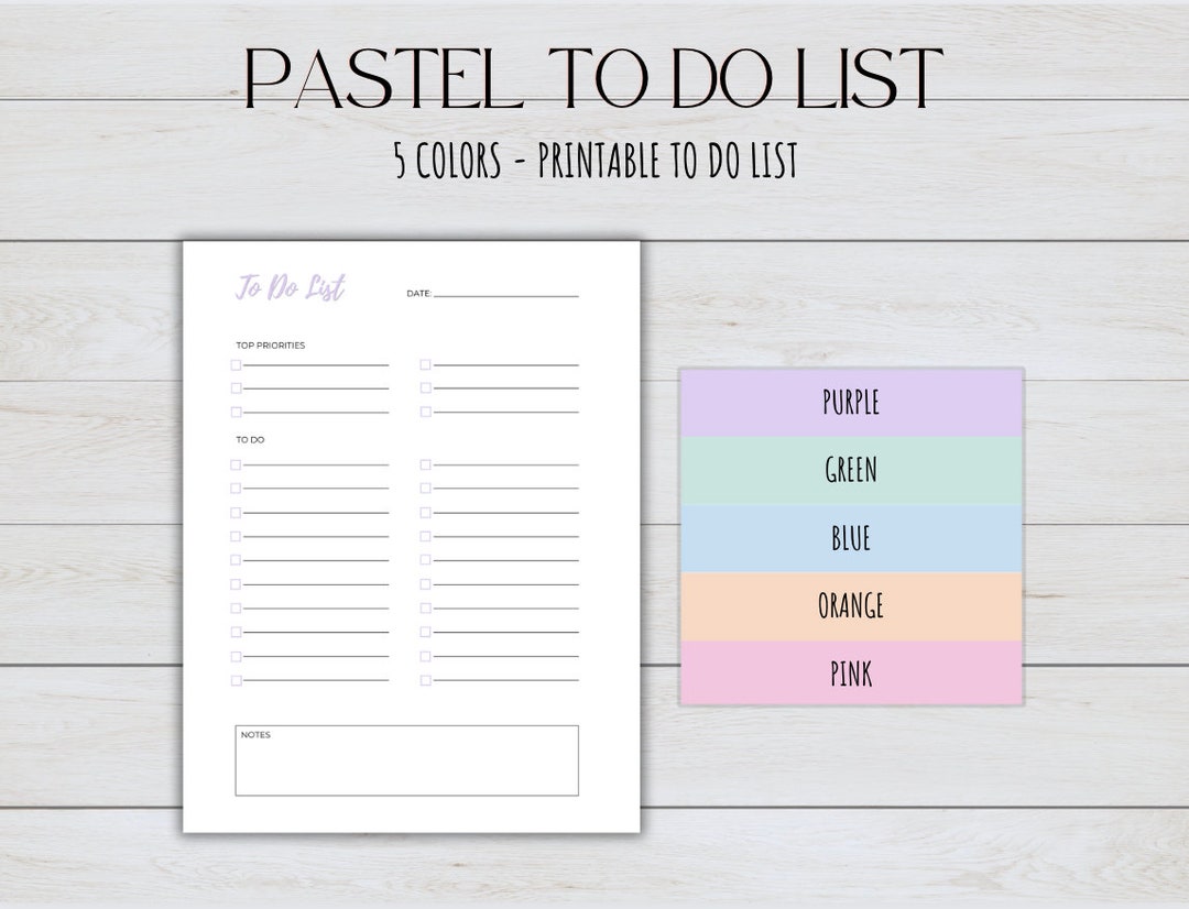 Printable to Do List | Pastel to Do List | Planner Checklist | PDF ...
