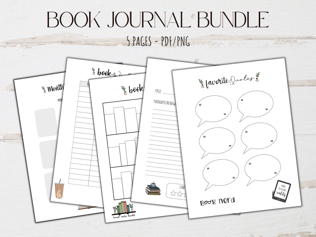 Book Journal Bundle | Reading Tracker | Printable Pages | Journal ...