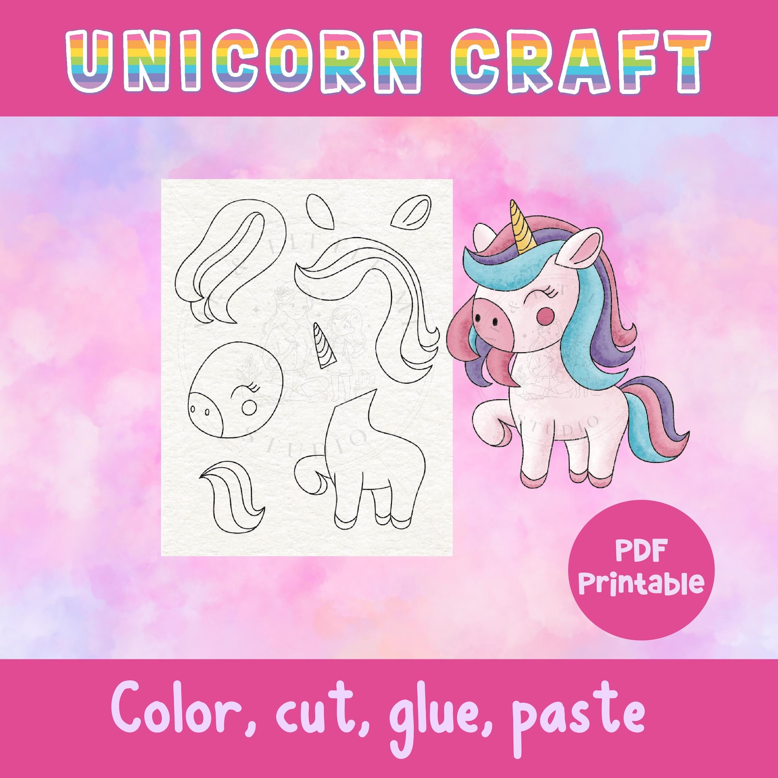 Unicorn Craft, Activity Kit, Paper Craft, Art Kit for Kids, Cut & Glue ...
