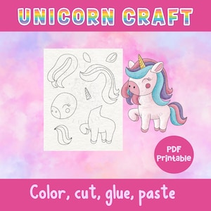 Unicorn Craft, Activity Kit, Paper Craft, Art Kit for Kids, Cut & Glue ...