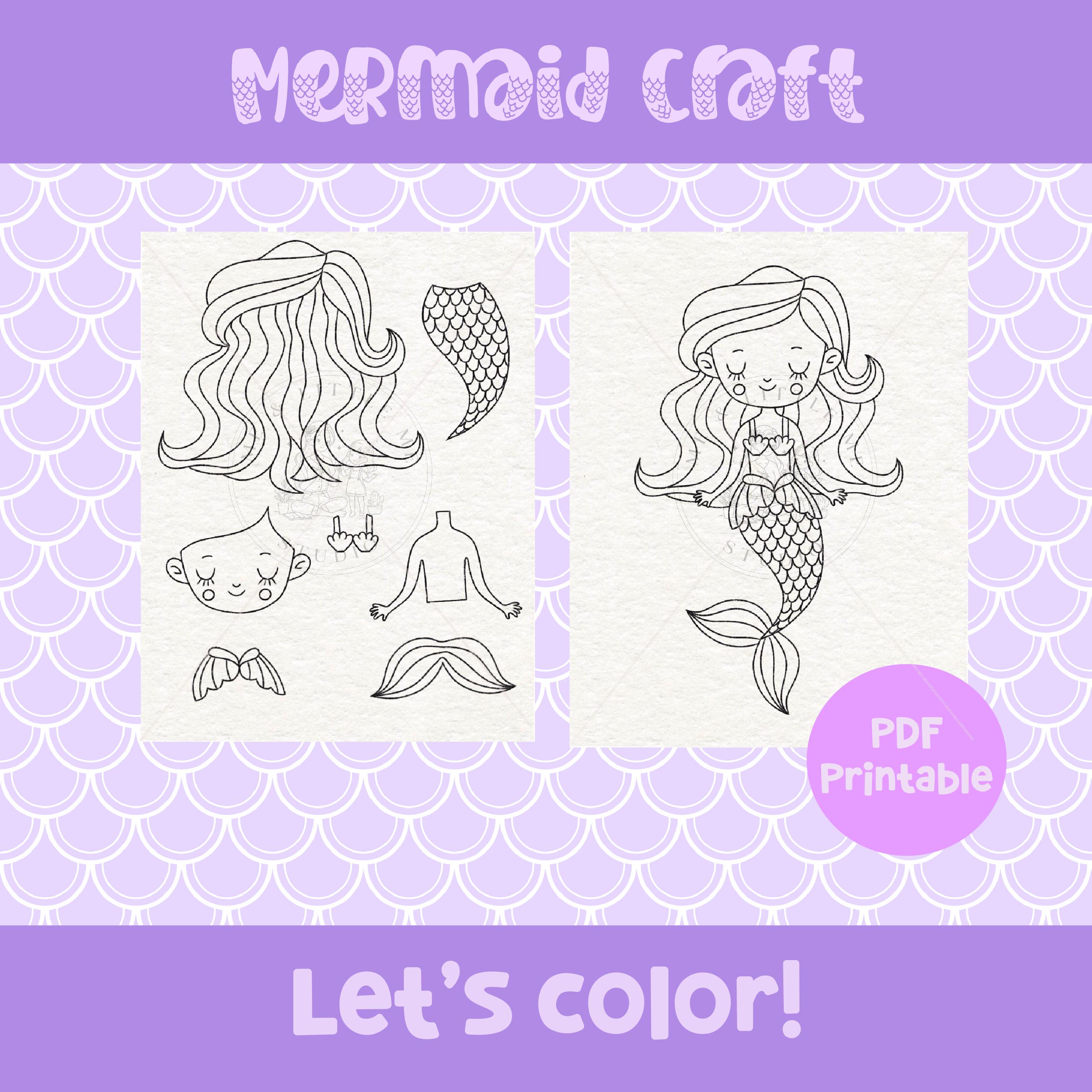Mermaid Craft, Activity Kit, Paper Craft, Art Kit, Cut & Glue, Coloring ...