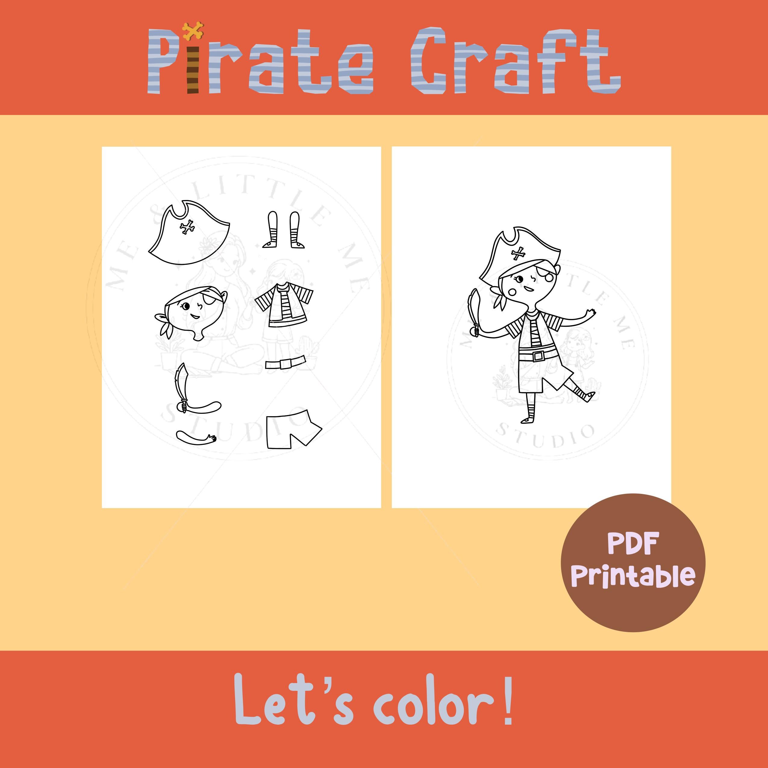 Pirate Craft, Activity Kit, Paper Craft, Art Kit, Cut & Glue, Coloring ...
