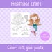 Mermaid Craft, Activity Kit, Paper Craft, Art Kit, Cut & Glue, Coloring ...