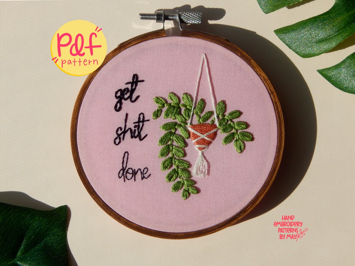 Get Shit Done DIY Hand Embroidery Pattern 6 Affirmations Embroidery PDF ...