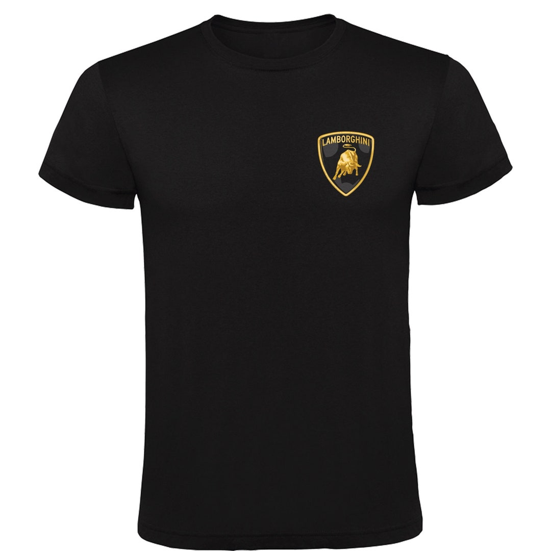 Lamborghini Logo Black T Shirt Man 100 Cotton Sizes S M L Xl Etsy Uk