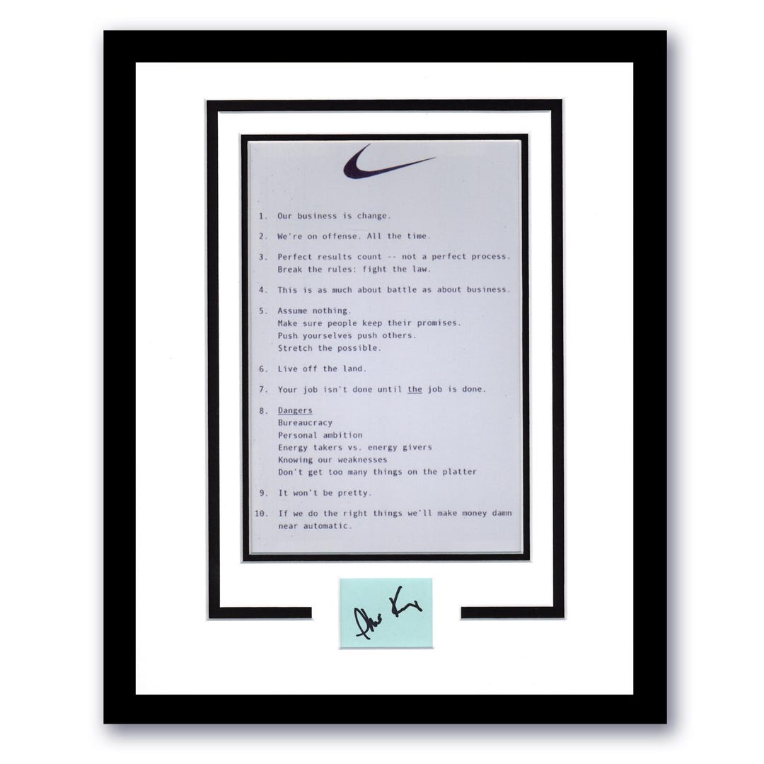 Phil Knight nike Founder SIGNED 'nike Principles' Framed 11x14 Display ...