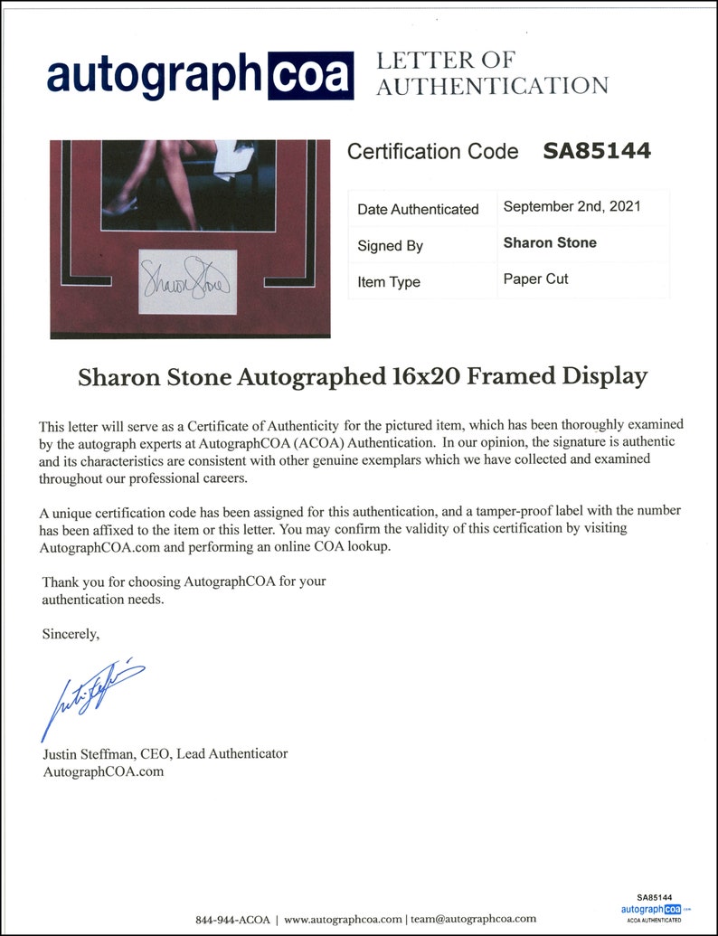 Sharon Stone "basic Instinct" AUTOGRAPH Signed Photo Framed 16x20 ...