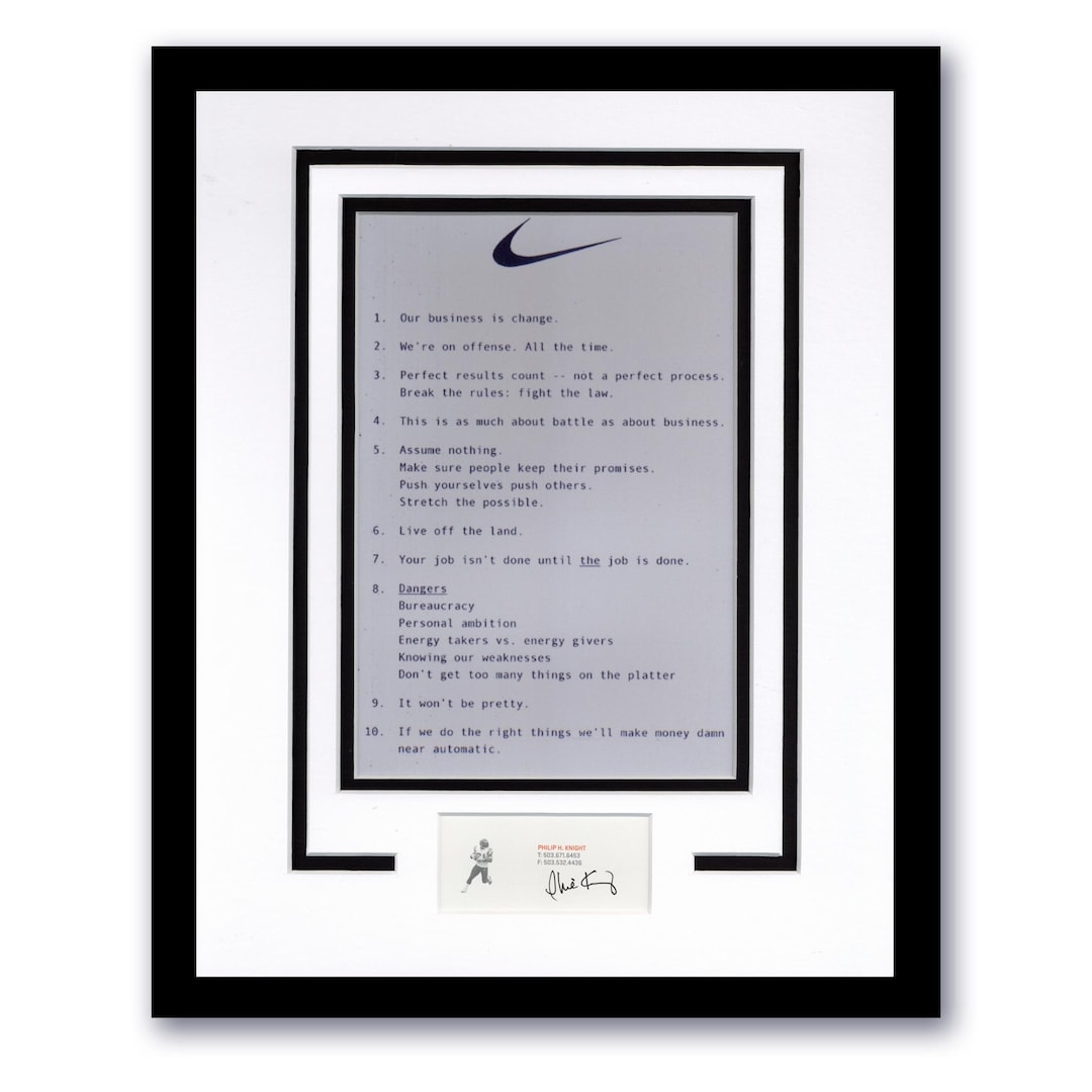 Phil Knight nike Founder SIGNED 'nike Principles' Framed 11x14 Display ...