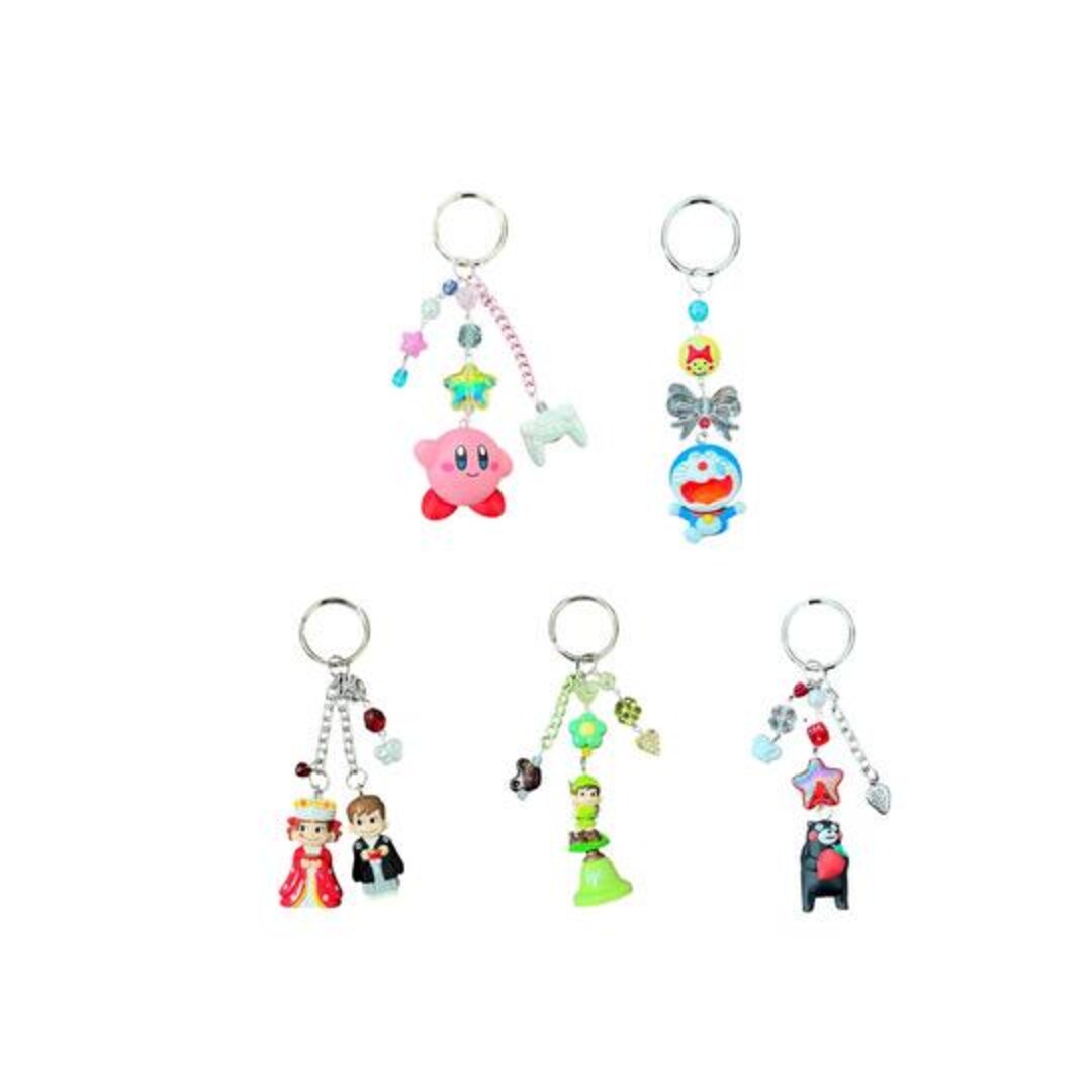 Kawaii Japanese Characters Beaded Keychains Kirby Doraemon Kumamon Peko ...