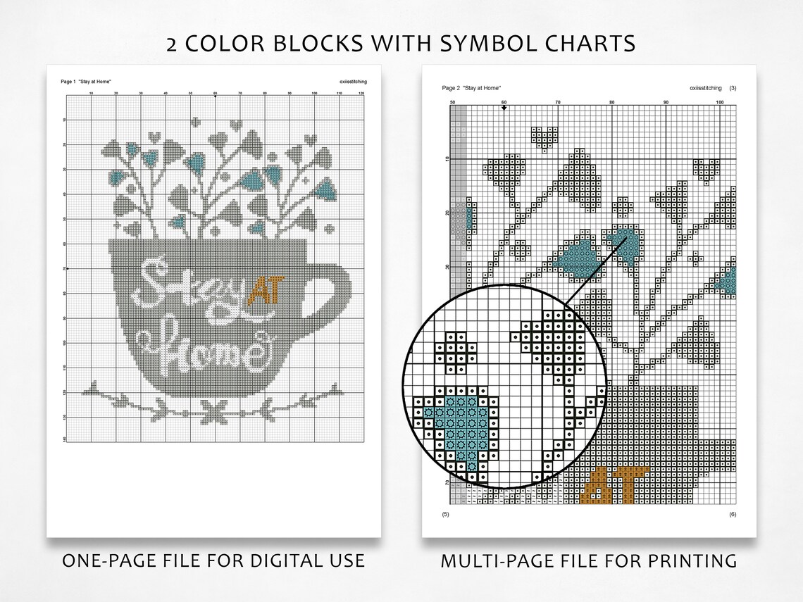Modern Cross Stitch Pattern Stay at Home 2 Minimalist Home | Etsy