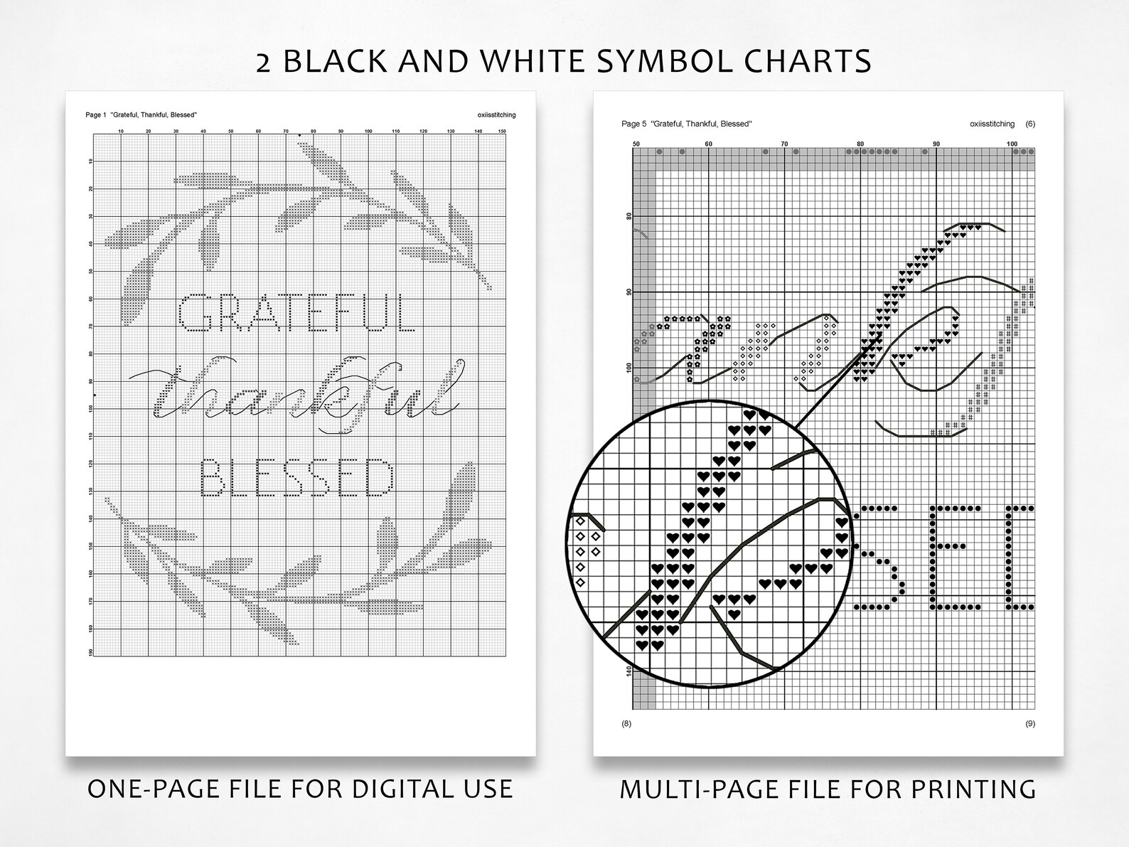 Modern Cross Stitch Pattern Grateful Thankful Blessed #1 | Minimalist ...