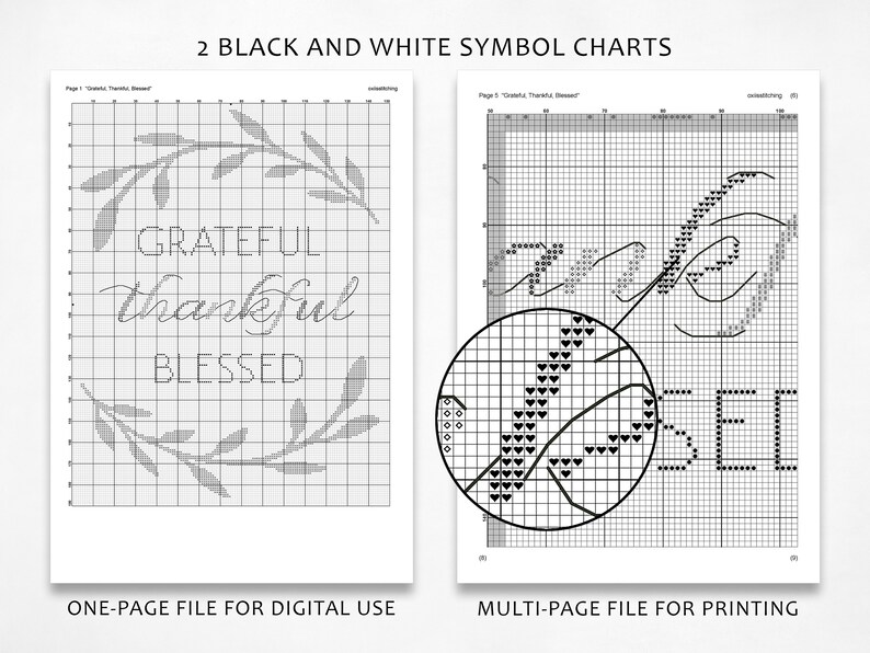 Modern Cross Stitch Pattern Grateful Thankful Blessed 1 Minimalist Home ...