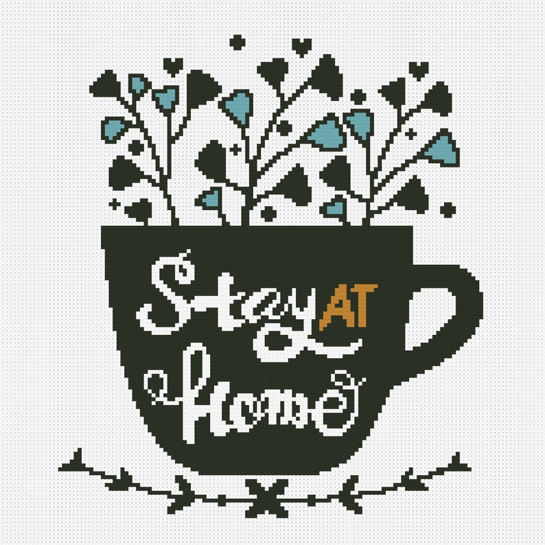 Modern Cross Stitch Pattern Stay at Home 2 Minimalist Home - Etsy