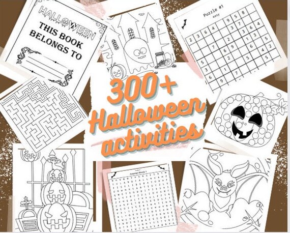300 Pages Giant Halloween Bumper Pack Colouring Activities - Etsy