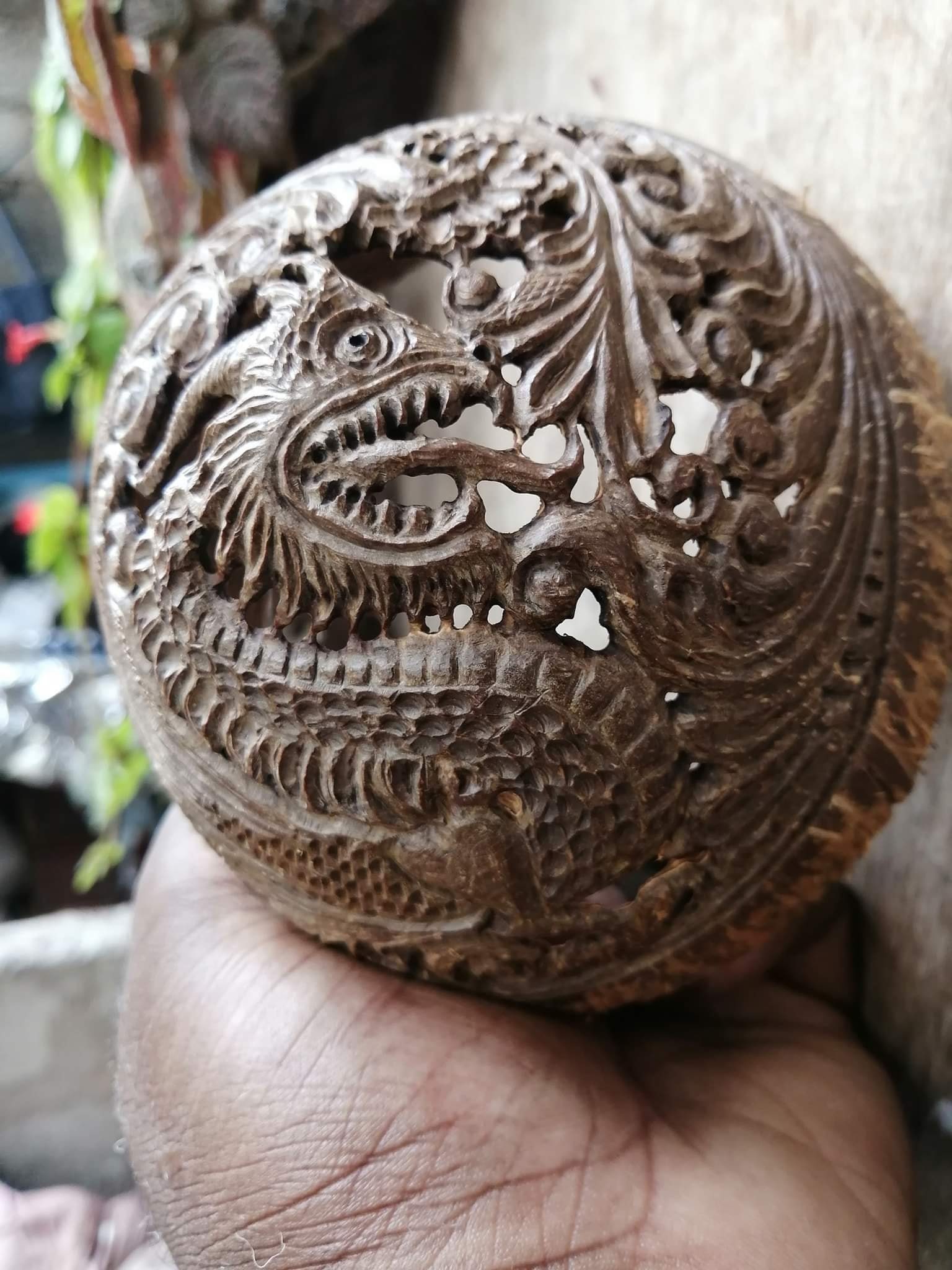 Amazing Coconut Shell Carving Dragon ,hand Carved Home Office, or ...