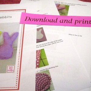 Fabric Rabbits PDF SEWING PATTERN, Digital Download, How to Make ...