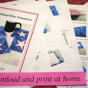 4th of July Quilted Star Coasters PDF SEWING PATTERN, Digital Download ...