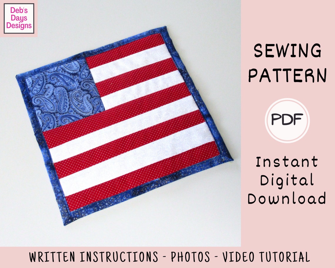 Quilted American Flag Trivet PDF SEWING PATTERN, Digital Download, How ...