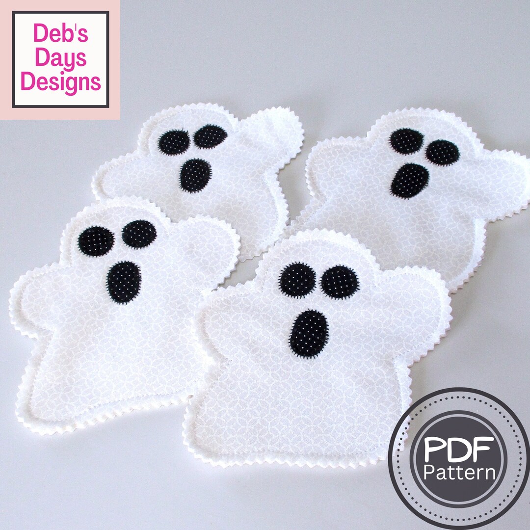 Halloween Ghost Coasters PDF SEWING PATTERN, Digital Download, How to ...