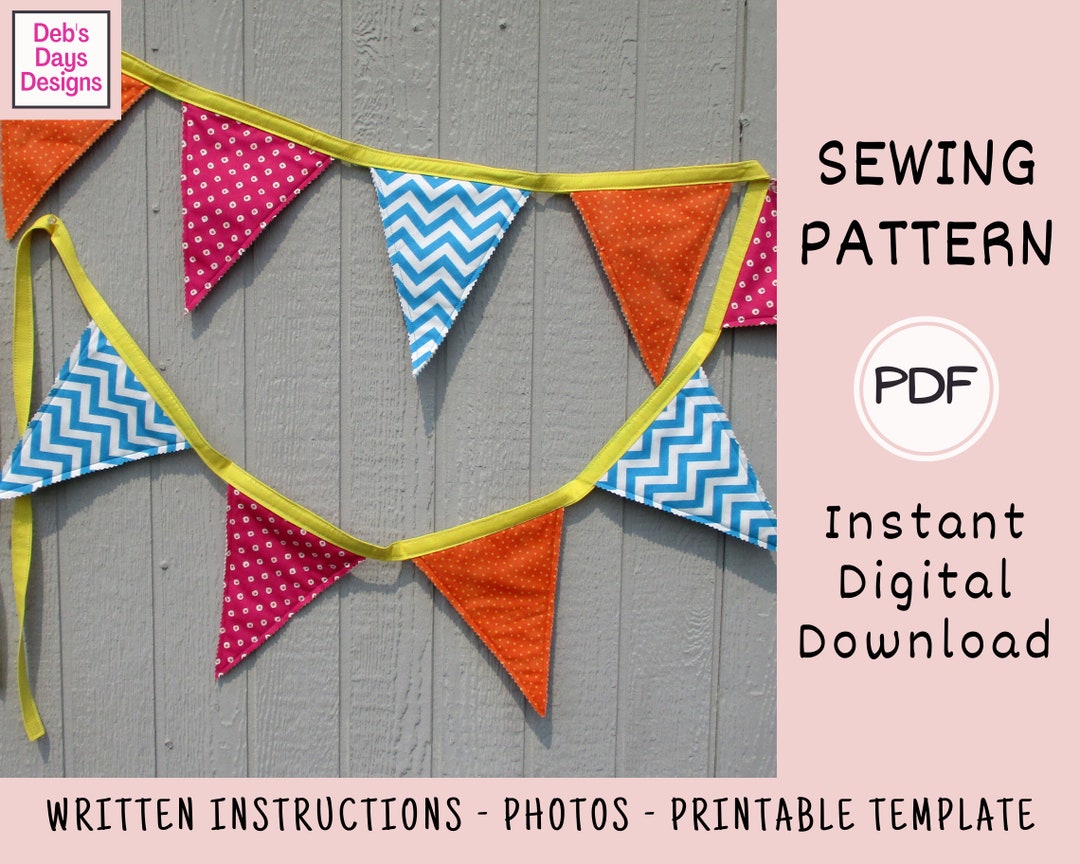 Pennant Flag Garland PDF SEWING PATTERN Digital (Download Now) - Etsy