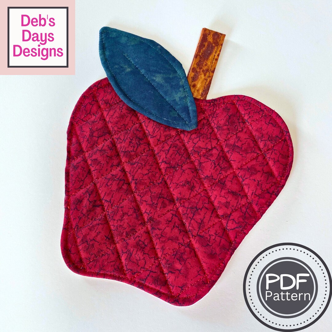 Quilted Apple Potholder PDF SEWING PATTERN, Digital Download, How to ...