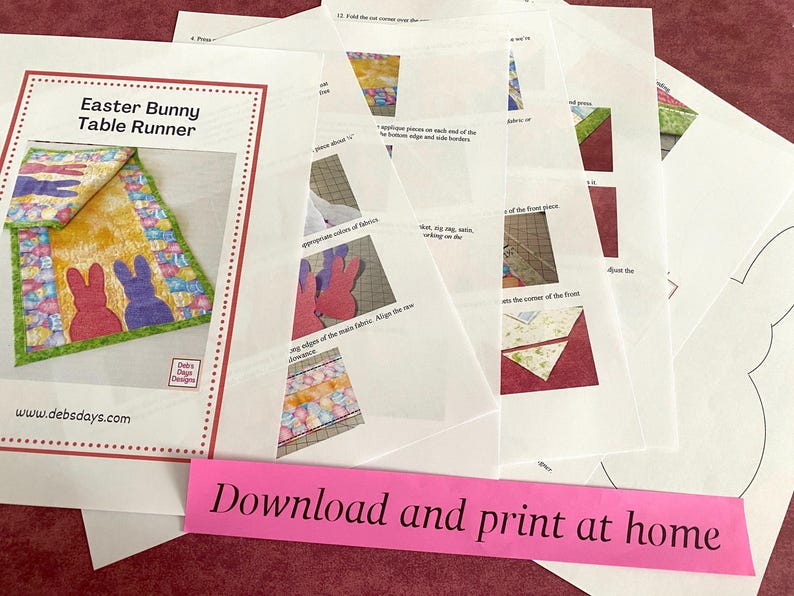 Easter Bunny Table Runner PDF QUILTING PATTERN, Digital Download, How ...