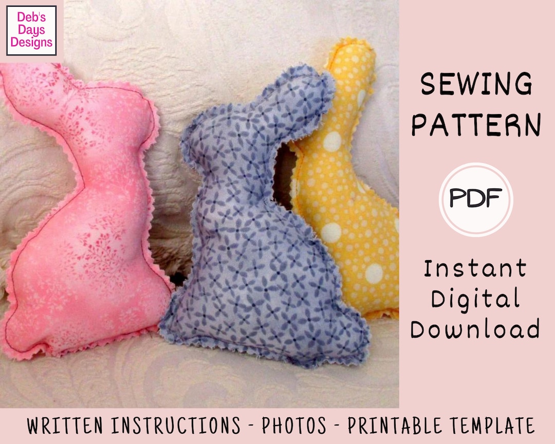 Stuffed Easter Bunnies PDF SEWING PATTERN, Digital Download, How to ...