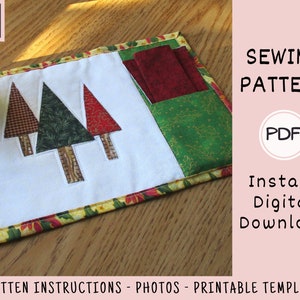 Christmas Tree Mug Rug PDF SEWING PATTERN, Digital Download, How to ...