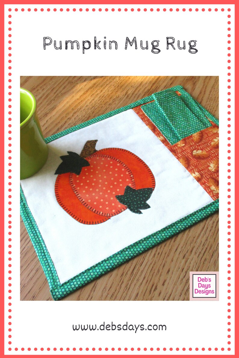 Pumpkin Mug Rug PDF SEWING PATTERN Digital Download Quilted - Etsy
