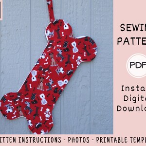 Dog Bone Christmas Stocking PDF SEWING PATTERN, Digital Download, How ...