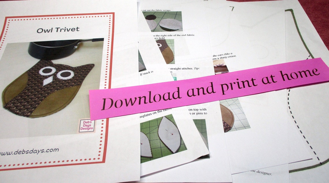 Owl Potholder PDF SEWING PATTERN Digital Download Learn How - Etsy