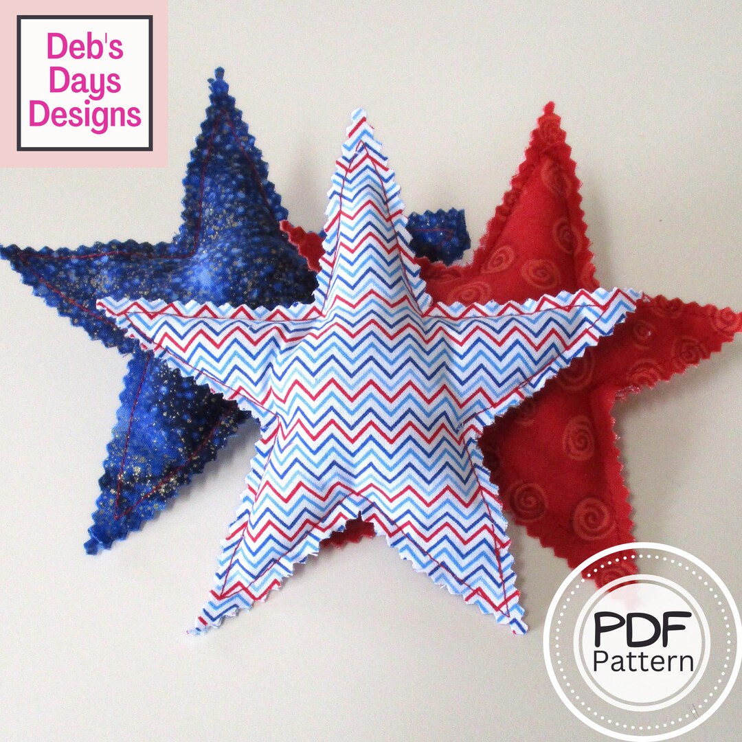 Stuffed Fabric Stars PDF SEWING PATTERN, Digital Download, How to Make ...