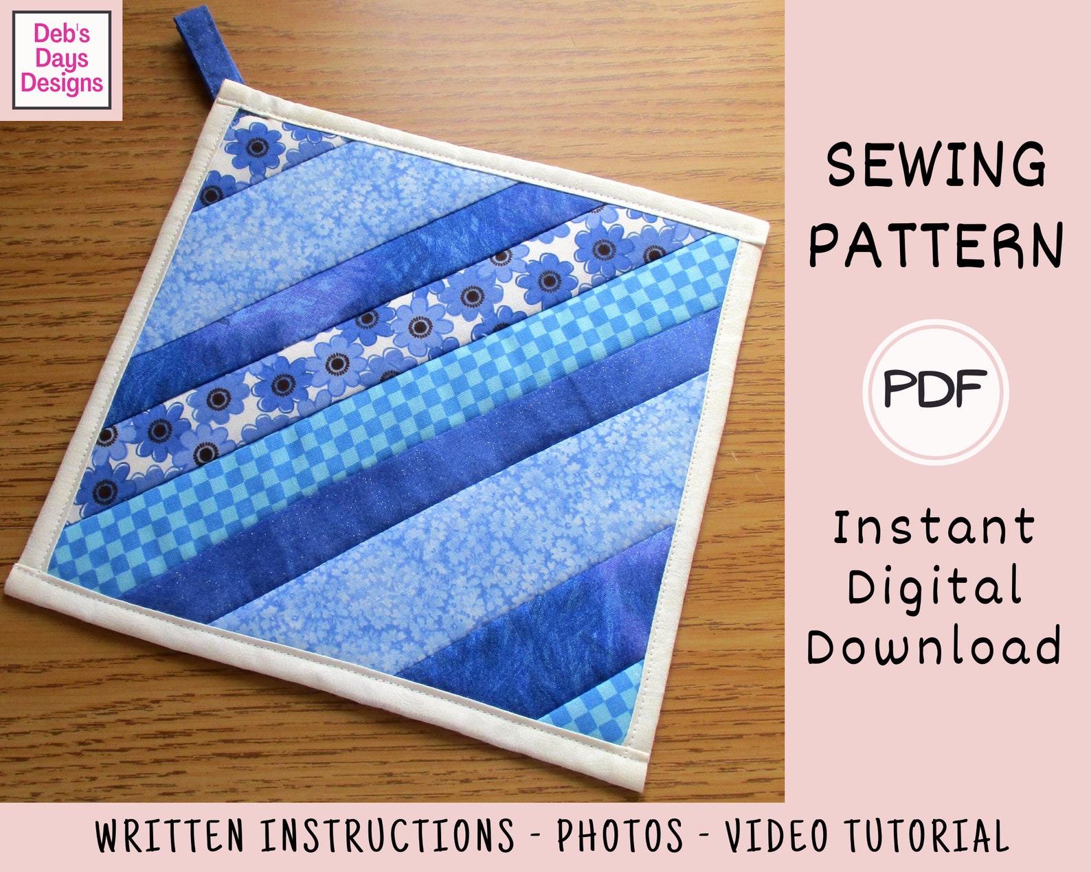 Strip Potholder PDF SEWING PATTERN, Digital Download, How to Sew a ...
