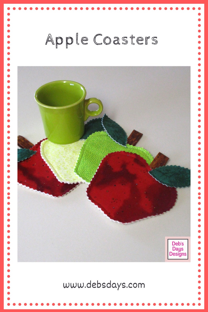 Apple Coasters PDF Sewing PATTERN Digital Download How to - Etsy