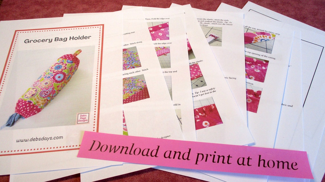 Decorative Grocery Bag Holder PDF SEWING PATTERN, Digital Download, How ...