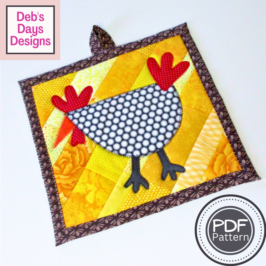 Quilted Chicken Potholder PDF SEWING PATTERN, Digital Download, How to ...