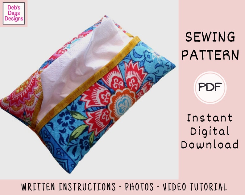 Pocket Tissue Holder PDF SEWING PATTERN, Digital Download, How to Make ...