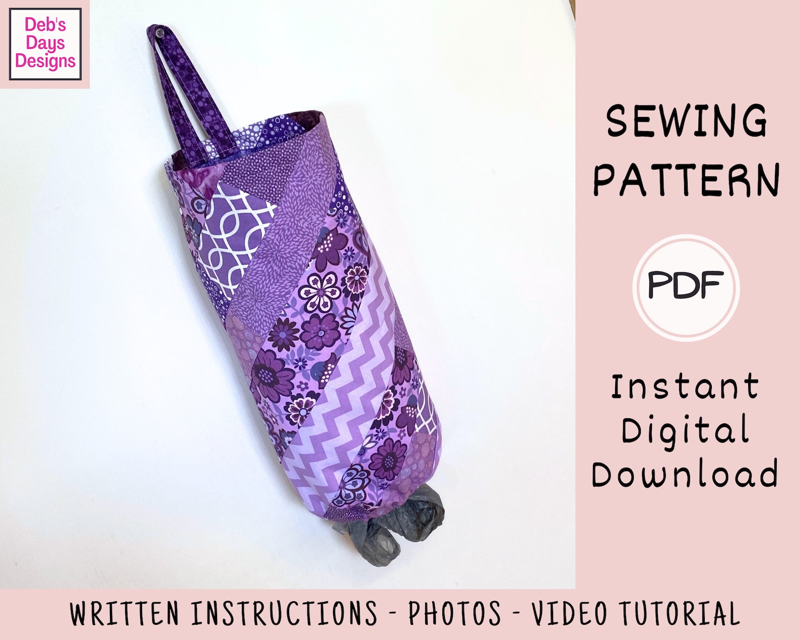 Scrap Fabric Grocery Bag Holder PDF SEWING PATTERN, Digital Download ...