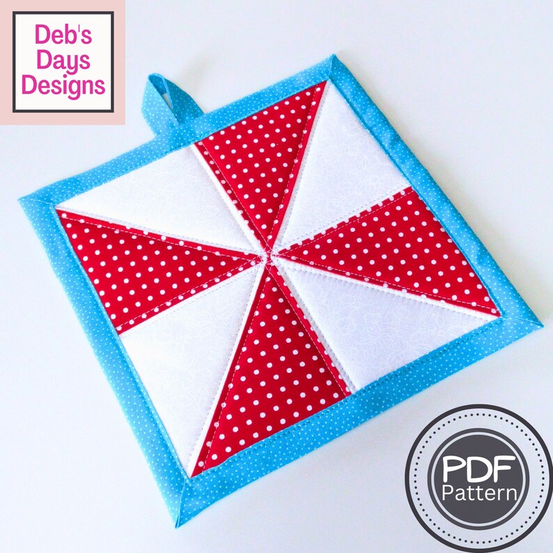 Quilted Pinwheel Potholder PDF SEWING PATTERN, Digital Download, How to ...