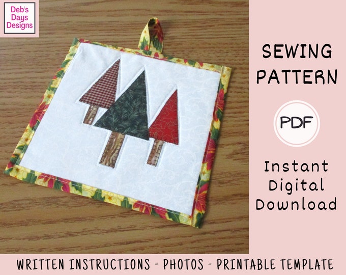 Deb's Days: Learn How to Make an Appliquéd Trees Potholder - A DIY ...