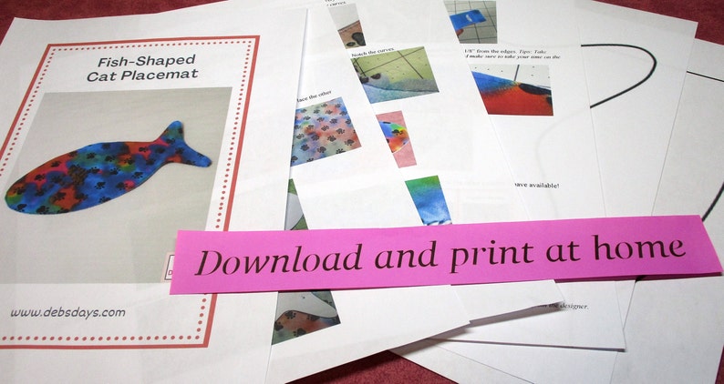 Cat Placemat PDF SEWING PATTERN Digital Download Fish-shaped - Etsy