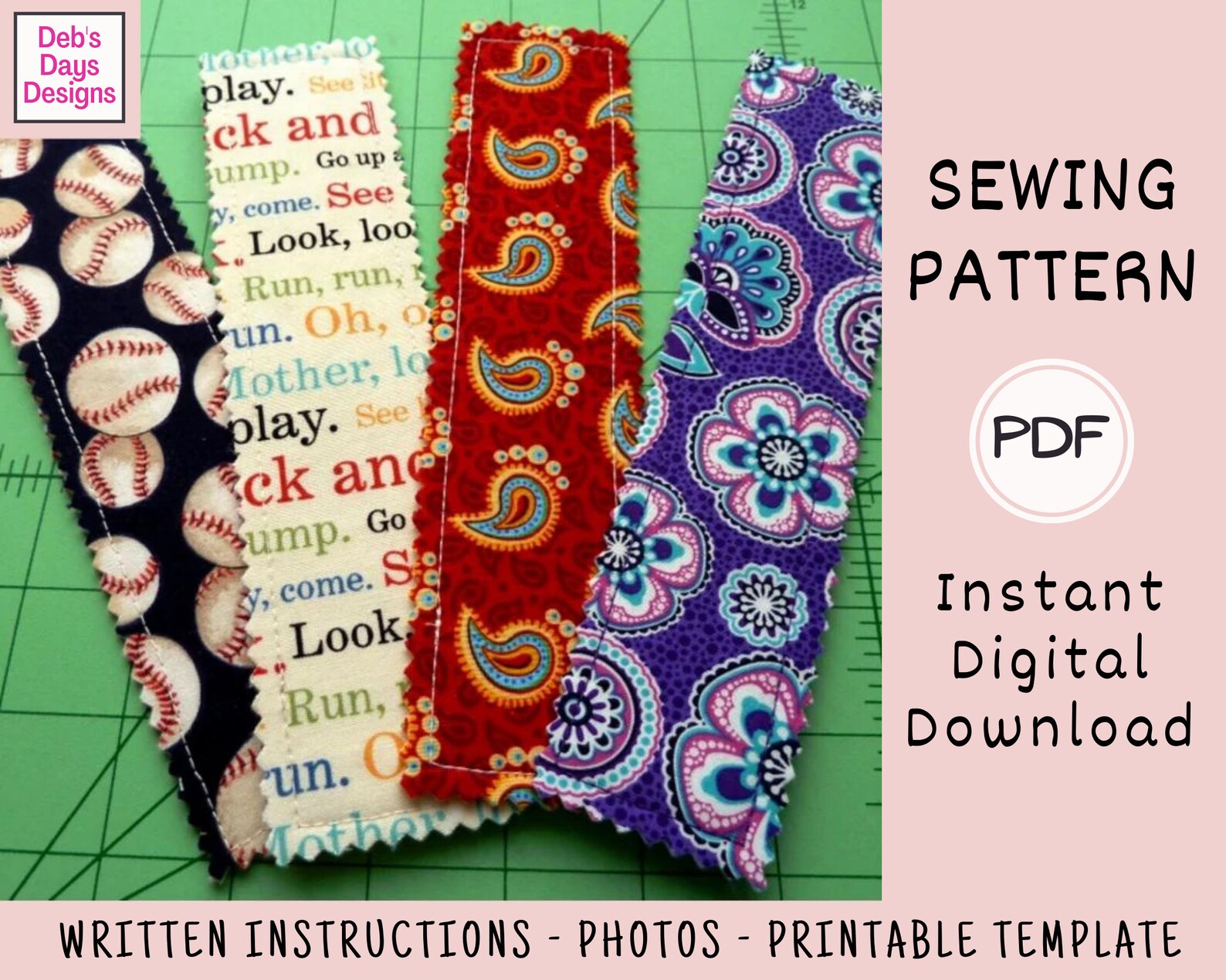 Easy Fabric Bookmark PDF SEWING PATTERN, Digital Download, How to Make ...