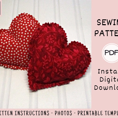 Plush Fabric Hearts PDF Sewing Pattern Digital Download - Etsy