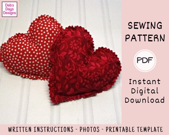 Plush Fabric Hearts PDF Sewing Pattern Digital Download - Etsy