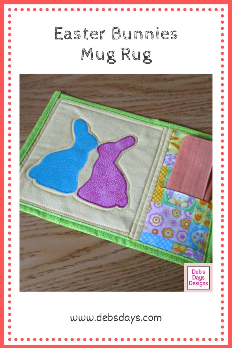Easter Bunny Mug Rug PDF SEWING PATTERN Digital Download - Etsy