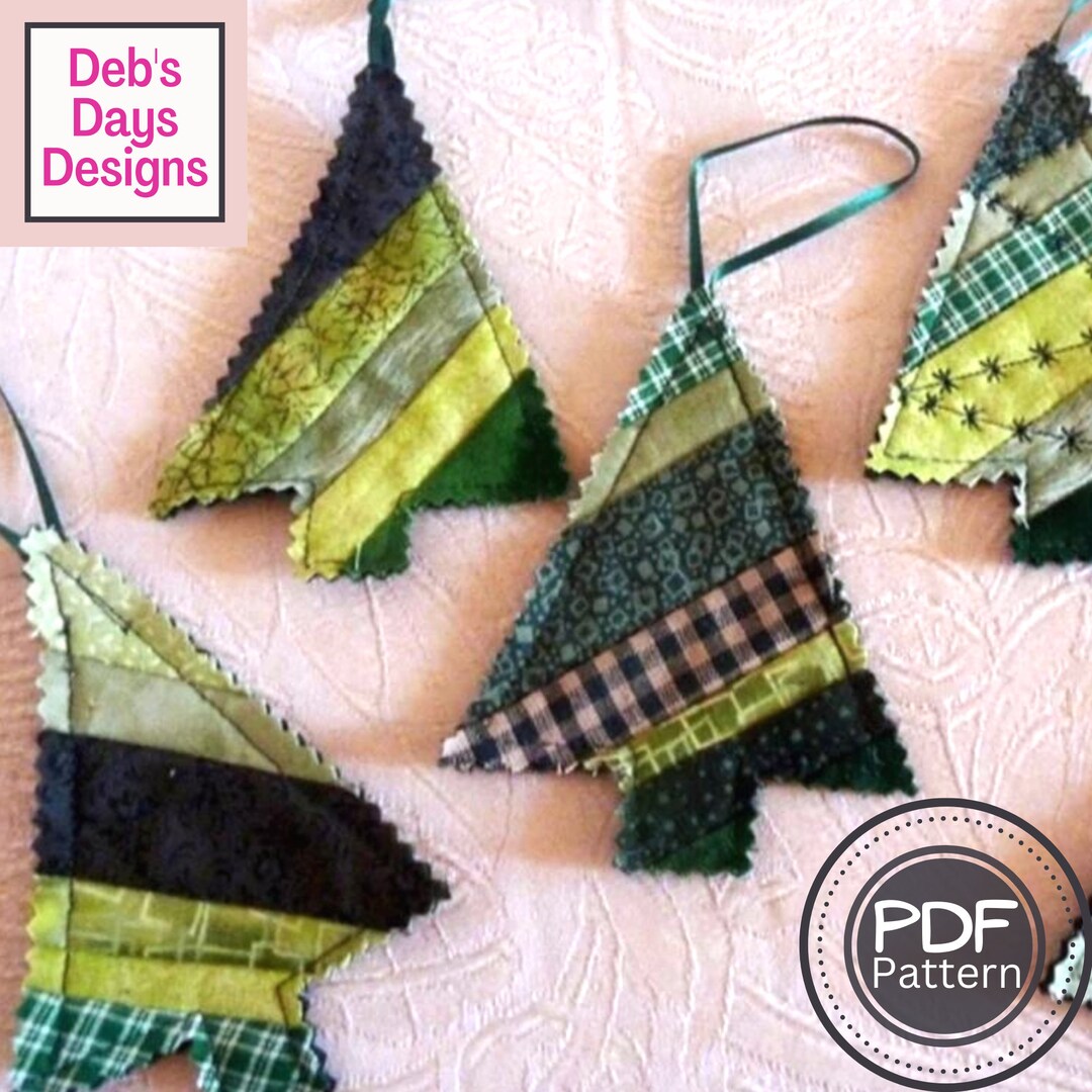 Scrap Fabric Christmas Tree Ornaments PDF SEWING PATTERN, Digital ...
