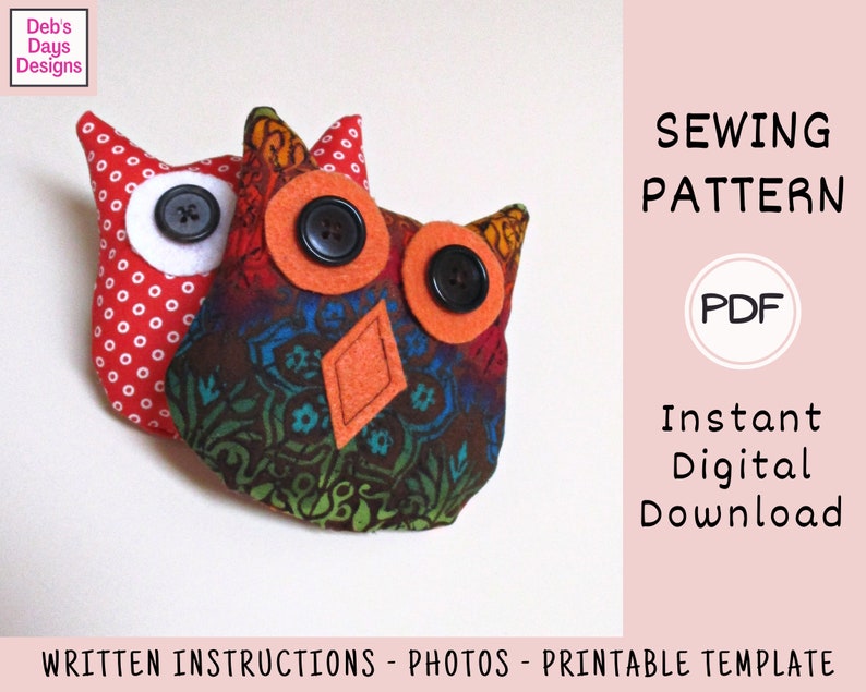 Fabric Owls PDF Sewing PATTERN Digital Download DIY Handmade - Etsy