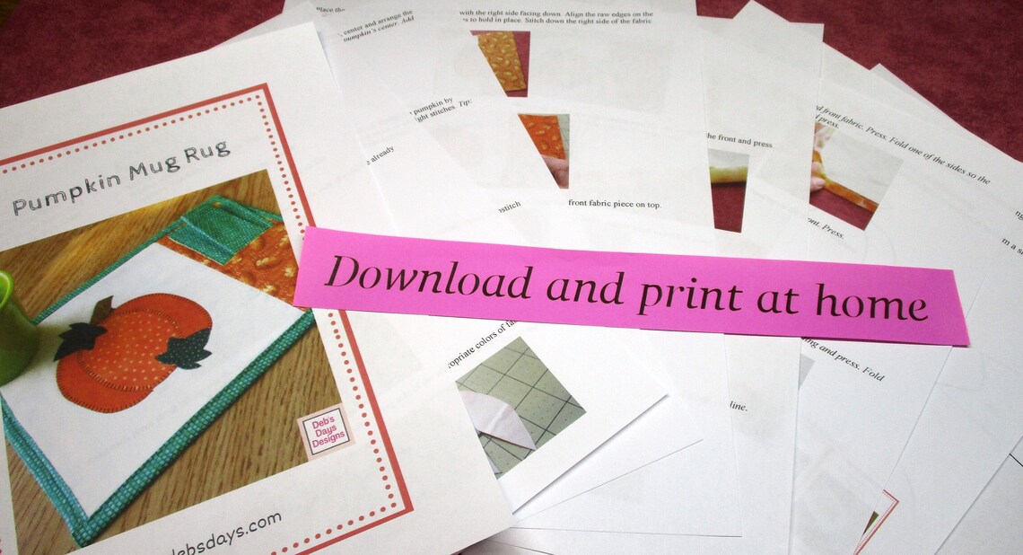 Pumpkin Mug Rug PDF SEWING PATTERN, Digital Download, How to Make a ...